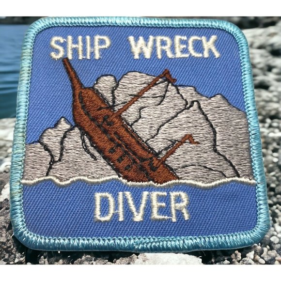 Office | Vintage Ship Wreck Diver Patch Embroidered Unused Sinking Boat ...